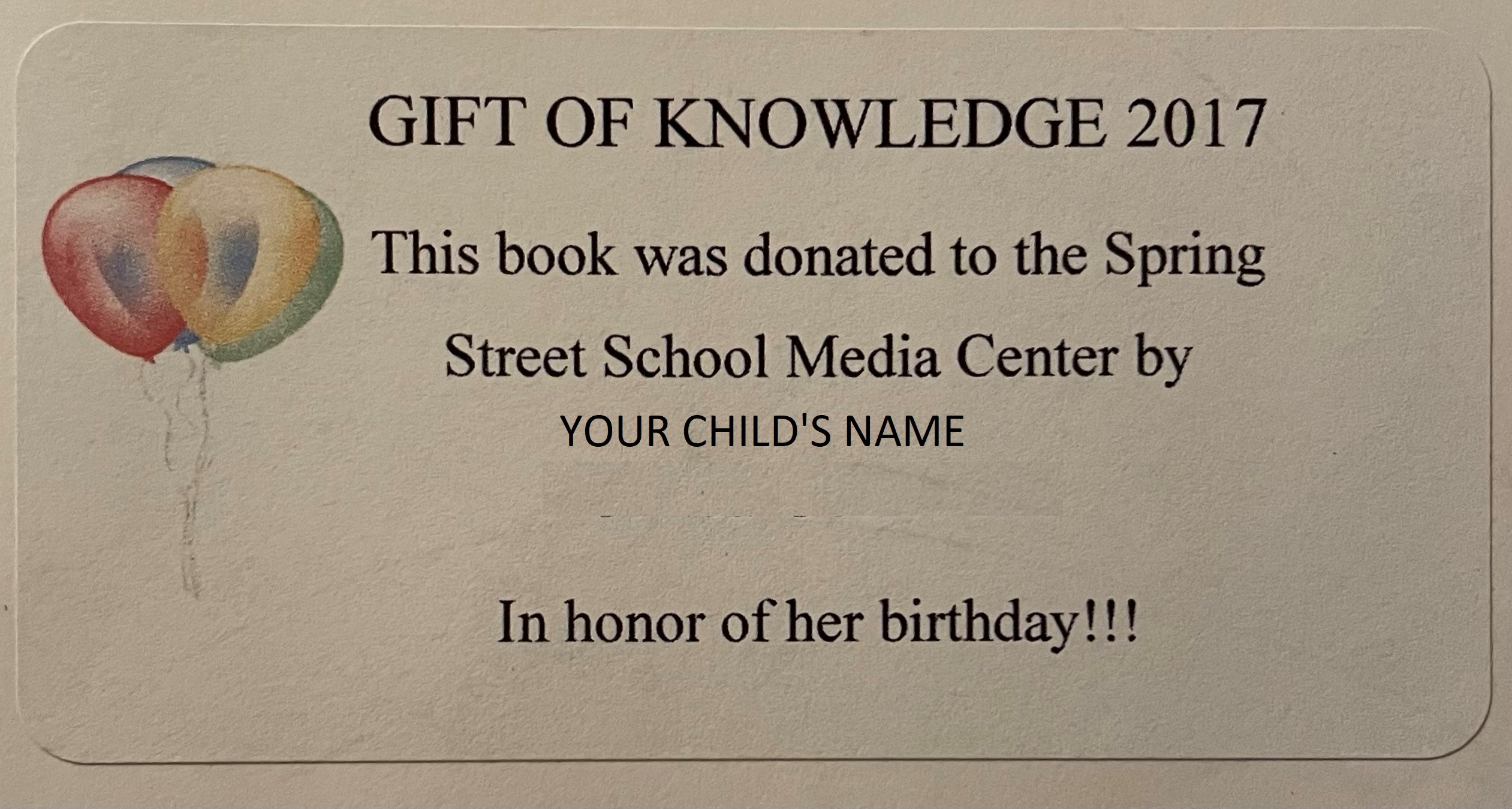 Gift of Knowledge – Spring Street School PTO